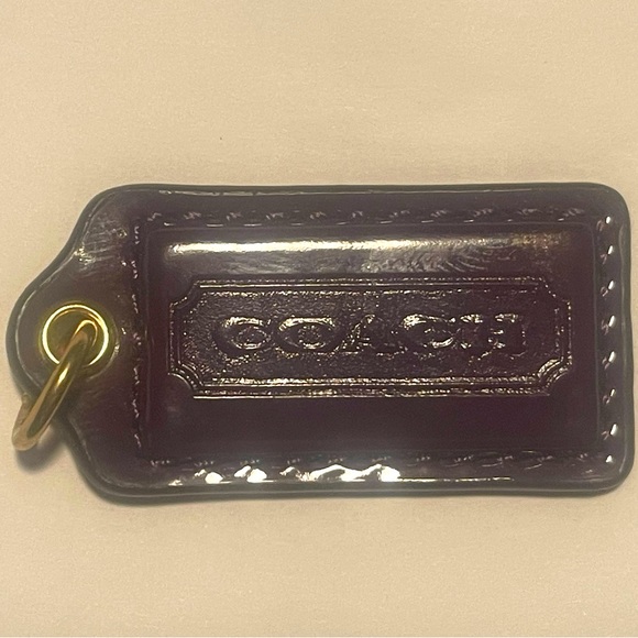 Coach | Bags | Small Coach Bag Tag Dark Purple Patent Leather W Ringlet ...